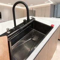 China 800mm Dual-Basin Stainless Steel Kitchen Sink with Brushed Finish, Sound-Dampening Pads, and Rear-set Drain | Custom Basin Depth Available | Custom Steel Gauge Available for sale