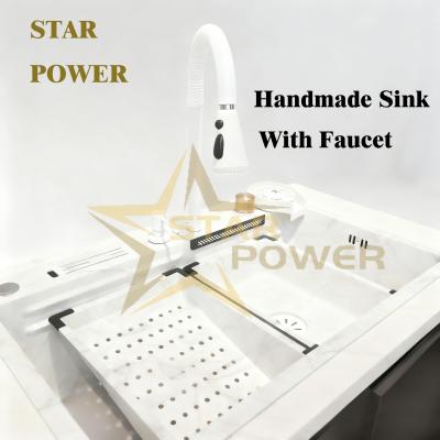 China Handmade Forged Food-Grade 304 Stainless Steel Kitchen Sink with Thickened Panel and Double/Single Bowl Structure for sale