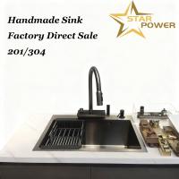 China Precision-Cut 304 Stainless Steel Kitchen Sink with 250-300mm Bowl Depth and 1.2-1.5mm Panel Thickness for sale