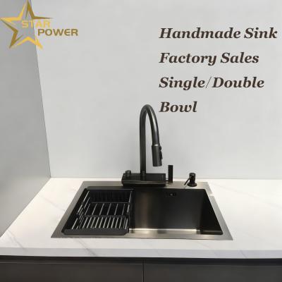 China Luxury-Grade Hand-Precision Polished 316 Stainless Steel Single/Double Bowl Sink for sale