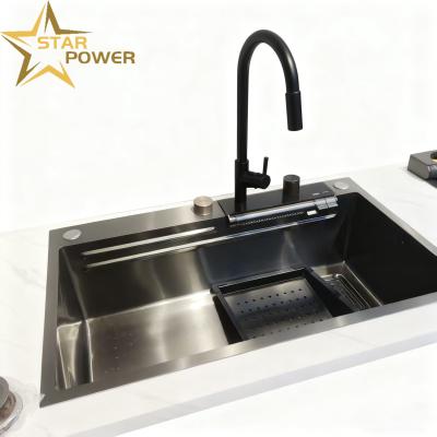 China Food-Grade 304/316 Stainless Steel Kitchen Sink with 25-30cm Deep Basin and Fingerprint-Proof PVD Coating for sale