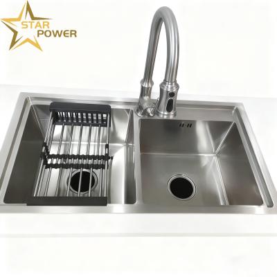 China Eco-Friendly 304 Stainless Steel Kitchen Sink with 250-300mm Bowl Depth and 1.2-1.5mm Panel Thickness for sale