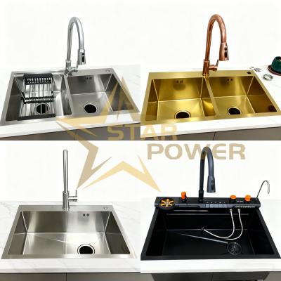 China Premium 304/316 Stainless Steel Kitchen Sink with 250-300mm Bowl Depth and 1.2-2.0mm Panel Thickness for sale
