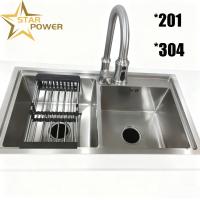 China Food-Contact-Grade 304 and 316 Stainless Steel Kitchen Sink with 250-300mm Bowl Depth and Handmade Craftsmanship for sale