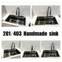 China Designer Co-Branded Hand-Brushed Stainless Steel Sink with 304/316 Food Grade Material and 25-30cm Deep Basin for sale