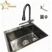 China Food-Grade 304/316 Stainless Steel Single Bowl Sink with Cup Washer and Hand-Precision Polished Mirror Finish for sale