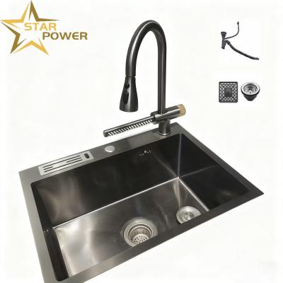 China Food-Grade 304/316 Stainless Steel Single Bowl Sink with Cup Washer and Hand-Precision Polished Mirror Finish for sale