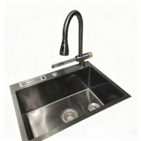 China Customised Multifunctional Cup Washer Hand-Precision Polished 304 Stainless Steel Kitchen Sink Double Bowl for sale