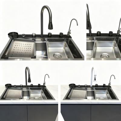 China Customized Premium Cup Washer Integrated Hand-Polished 304/316 Stainless Steel Kitchen Sink with 250-300mm Bowl Depth and 1.2-2.0mm Panel Thickness for sale