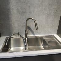 China Handmade Stainless Steel Kitchen Sink with Food Grade 304/316 Single/Double Bowl and Soap Dispenser Hole for sale