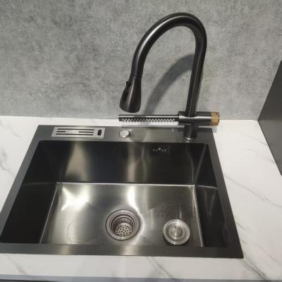 China Handmade Stainless Steel Kitchen Sink with Double-Step Integrated Design and Food Grade 304/316 Stainless Steel for sale