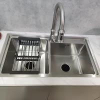 China Handmade Stainless Steel Kitchen Sink with Bowl Depth 250-300mm and Panel Thickness 1.2-1.5mm or 1.8-2.0mm for sale