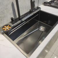 China Handmade Stainless Steel Kitchen Sink with Nano Polymer Hydrophilic Antibacterial Coating and Deepened Bowl 250-300mm for sale