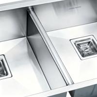 China Original Brushed Finish Handmade Double Bowl Sink in 304 Stainless Steel for Modern Kitchens for sale