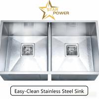 China STAR POWER 304SS Premium Thickened Handmade Double Bowl Kitchen Sink with Food-Grade Stainless Steel for sale