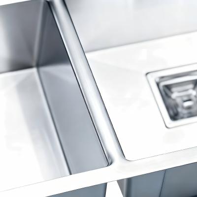 China STAR POWER Premium 304 Stainless Steel Double Bowl Sink with Pull-Out Faucet for Efficient Kitchen Workflow for sale