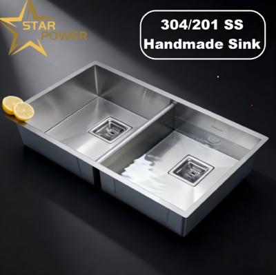 China Undermount & Top Mount Compatible Handmade Gunmetal PVD Embossed Stain-Resistant Kitchen Sink with Food Grade 304/316 Stainless Steel | Custom Basin Depth Available | Custom Steel Gauge Available for sale