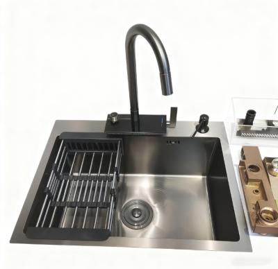 China 304 Stainless Steel Kitchen Sink Set | Premium Handcrafted Deep Bowl Washing Basin With Soundproof Anti-Condensation High Arc Kitchen Faucet | Custom Basin Depth Available | Custom Steel Gauge Available for sale