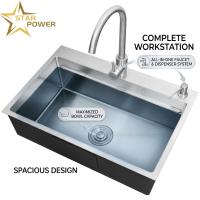 China Top Mount / Drop-in Kitchen Sink 316 Stainless Steel Equal Double Bowl Kitchen Sink Nano-Coated Drop-In 800mm 220mm Deep Basin | Custom Basin Depth Available | Custom Steel Gauge Available for sale