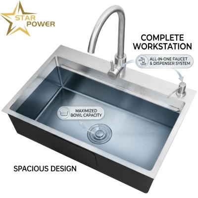 China Top Mount / Drop-in Kitchen Sink 316 Stainless Steel Equal Double Bowl Kitchen Sink Nano-Coated Drop-In 800mm 220mm Deep Basin | Custom Basin Depth Available | Custom Steel Gauge Available for sale