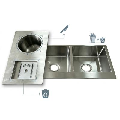 China Flush Mount / Inset Kitchen Sink 304 Stainless Steel Main & Auxiliary Bowl Kitchen Sink Gunmetal PVD Flush-Mount 600mm 9-Inch Deep Basin | Custom Basin Depth Available | Custom Steel Gauge Available for sale