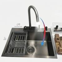 China Flush Mount / Inset Kitchen Sink 316 Stainless Steel Main & Auxiliary Bowl Kitchen Sink Gunmetal PVD Flush-Mount 800mm 220mm Deep Basin | Custom Basin Depth Available | Custom Steel Gauge Available for sale