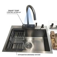 China Flush Mount / Inset Kitchen Sink SUS304 Stainless Steel Main & Auxiliary Bowl Kitchen Sink Gold-Toned Flush-Mount 700mm 10-Inch Extra-Deep Basin | Custom Basin Depth Available | Custom Steel Gauge Available for sale