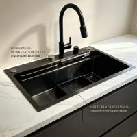 China Chrome-Plated 316 Stainless Steel Single Bowl Kitchen Sink Undermount 800mm 220mm Deep Basin for sale