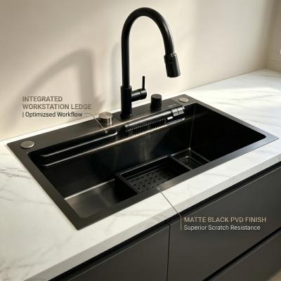 China Chrome-Plated 316 Stainless Steel Single Bowl Kitchen Sink Undermount 800mm 220mm Deep Basin for sale