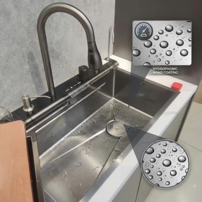 China Bionic Lotus Leaf Nano Oleophobic Handmade 316 Stainless Steel Kitchen Sink Single Bowl 700mm 220mm Deep Basin for sale