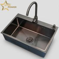 China SUS304 Stainless Steel Kitchen Sink with Gunmetal PVD Finish and 10-Inch Extra-Deep Basin for sale