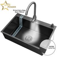 China 316 Stainless Steel Equal Double Bowl Kitchen Sink Nano-Coated Drop-In 800mm 220mm Deep Basin for sale
