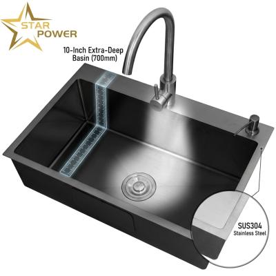 China 316 Stainless Steel Equal Double Bowl Kitchen Sink Nano-Coated Drop-In 800mm 220mm Deep Basin for sale