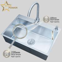 China 316 Stainless Steel Double Bowl Kitchen Sink with 220mm Deep Basin and Top-Mount Design for sale