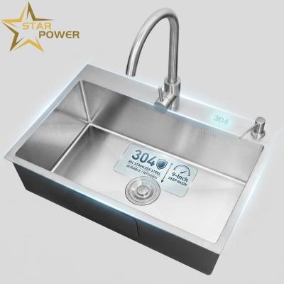 China 304 Stainless Steel Kitchen Sink with Chrome Plated Finish and 9-Inch Deep Undermount Sink for sale