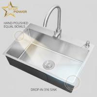 China SUS304 Stainless Steel Equal Double Bowl Kitchen Sink Hand-Polished Drop-In 700mm 10-Inch Extra-Deep Basin for sale