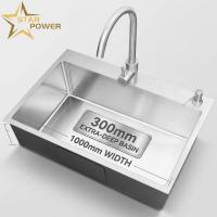 China 18-Gauge 304 SS Single Bowl Kitchen Sink Brushed Undermount 1000mm 300mm Extra-Deep Basin for sale