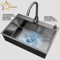 China Flush Mount / Inset Kitchen Sink 316 Stainless Steel Main & Auxiliary Bowl Kitchen Sink Gunmetal PVD Flush-Mount 800mm 220mm Deep Basin | Custom Basin Depth Available | Custom Steel Gauge Available for sale