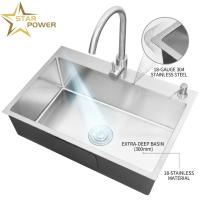China Undermount Kitchen Sink 18-Gauge 304 SS Single Bowl Kitchen Sink Chrome Plated Undermount 1000mm 300mm Extra-Deep Basin | Custom Basin Depth Available | Custom Steel Gauge Available for sale
