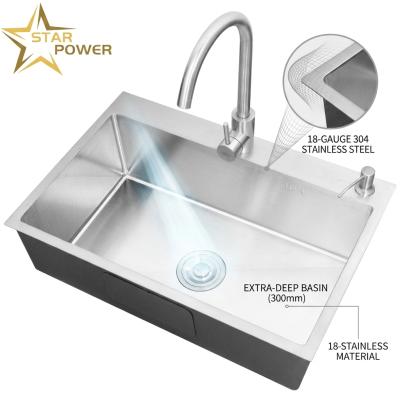 China Undermount Kitchen Sink 18-Gauge 304 SS Single Bowl Kitchen Sink Chrome Plated Undermount 1000mm 300mm Extra-Deep Basin | Custom Basin Depth Available | Custom Steel Gauge Available for sale