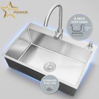 China Top Mount / Drop-in Kitchen Sink 304 Stainless Steel Double Bowl Kitchen Sink Matte Surface Top-Mount 600mm 9-Inch Deep Basin | Custom Basin Depth Available | Custom Steel Gauge Available for sale