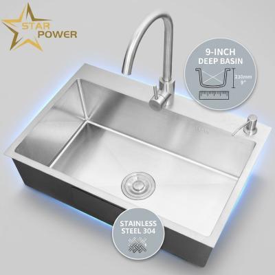 China Top Mount / Drop-in Kitchen Sink 304 Stainless Steel Double Bowl Kitchen Sink Matte Surface Top-Mount 600mm 9-Inch Deep Basin | Custom Basin Depth Available | Custom Steel Gauge Available for sale