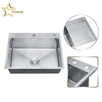 China Brushed 304 Stainless Steel Drop-in Laundry Utility Kitchen Sink 25x22 Inch, Deep Basin, Built-in Drainboard Design for sale