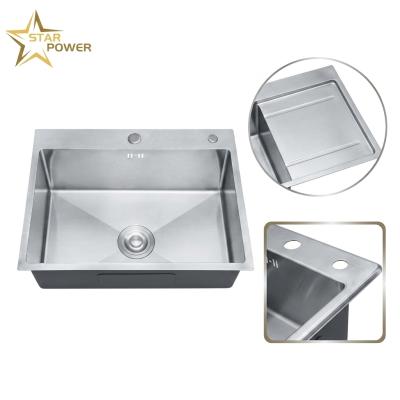 China Brushed 304 Stainless Steel Drop-in Laundry Utility Kitchen Sink 25x22 Inch, Deep Basin, Built-in Drainboard Design for sale