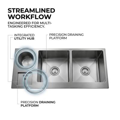 China 28x19 Inch Farmhouse Workstation Kitchen Sink 304 Stainless Steel 16 Gauge Deep Basin With Cutting Board for sale
