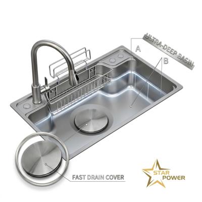 China 33x22 Inch Farmhouse Apron Front Kitchen Sink 304 Stainless Steel Handmade Single Bowl 16 Gauge Deep Basin for sale