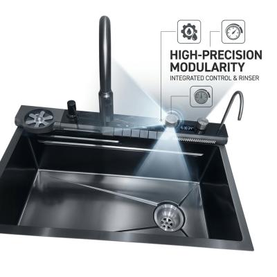 China 33x22 Inch Undermount Double Bowl Kitchen Sink 304 Stainless Steel 18 Gauge PVD Gunmetal Finish for sale