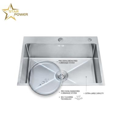 China 32 Inch Undermount Single Bowl Kitchen Sink 304 Stainless Steel 16 Gauge Commercial Grade With Drainboard for sale