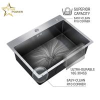 China 16 Gauge 304 Stainless Steel Deep Single Bowl Kitchen Sink Drop-in 33x22 Inch 10 Inch Basin Brushed Finish for sale