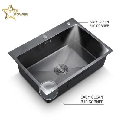 China 16 Gauge 304 Stainless Steel Double Bowl Kitchen Sink Drop-in 33x22 Inch 9 Inch Deep Basin Brushed Finish for sale